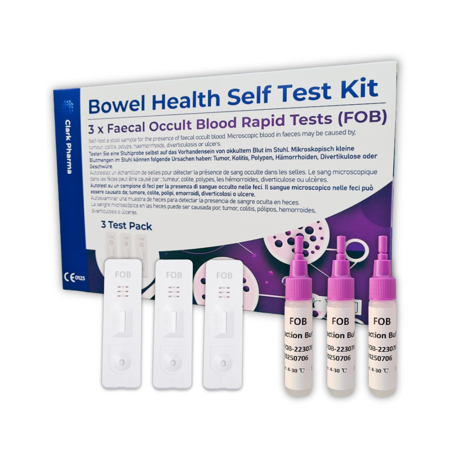 3 x Bowel Health Self Test Kits | Tests for Faecal Occult Blood (FOB ...