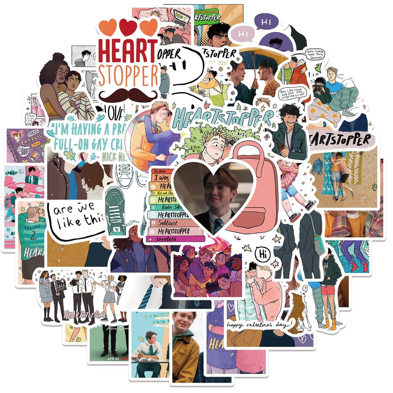 Bric Dodo Pack of 50 Heartstopper Stickers Water Bottles Laptop Phone ...
