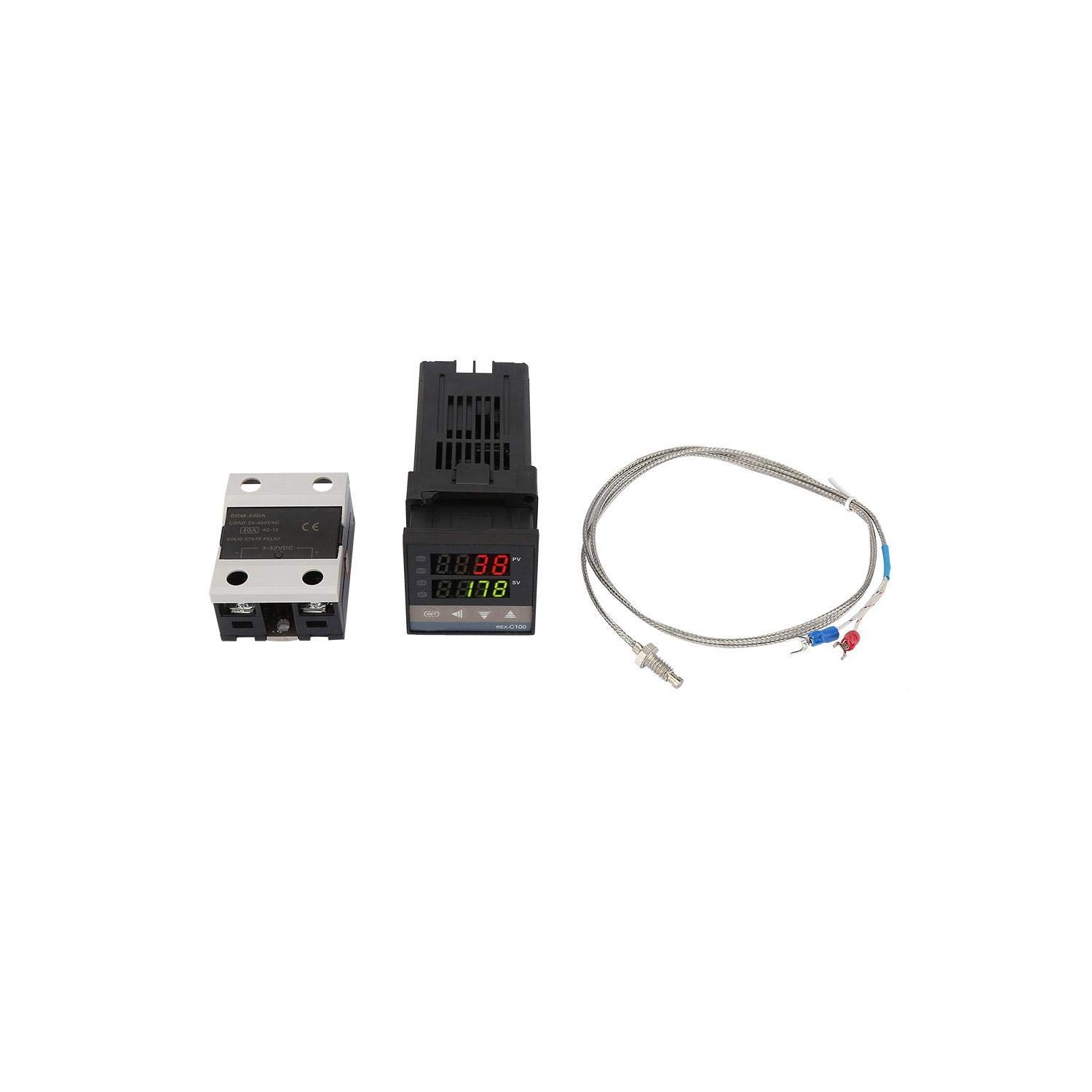 REX-C100 Temperature Controller Kit 0~400 ℃ Alarm Digital LED PID ...