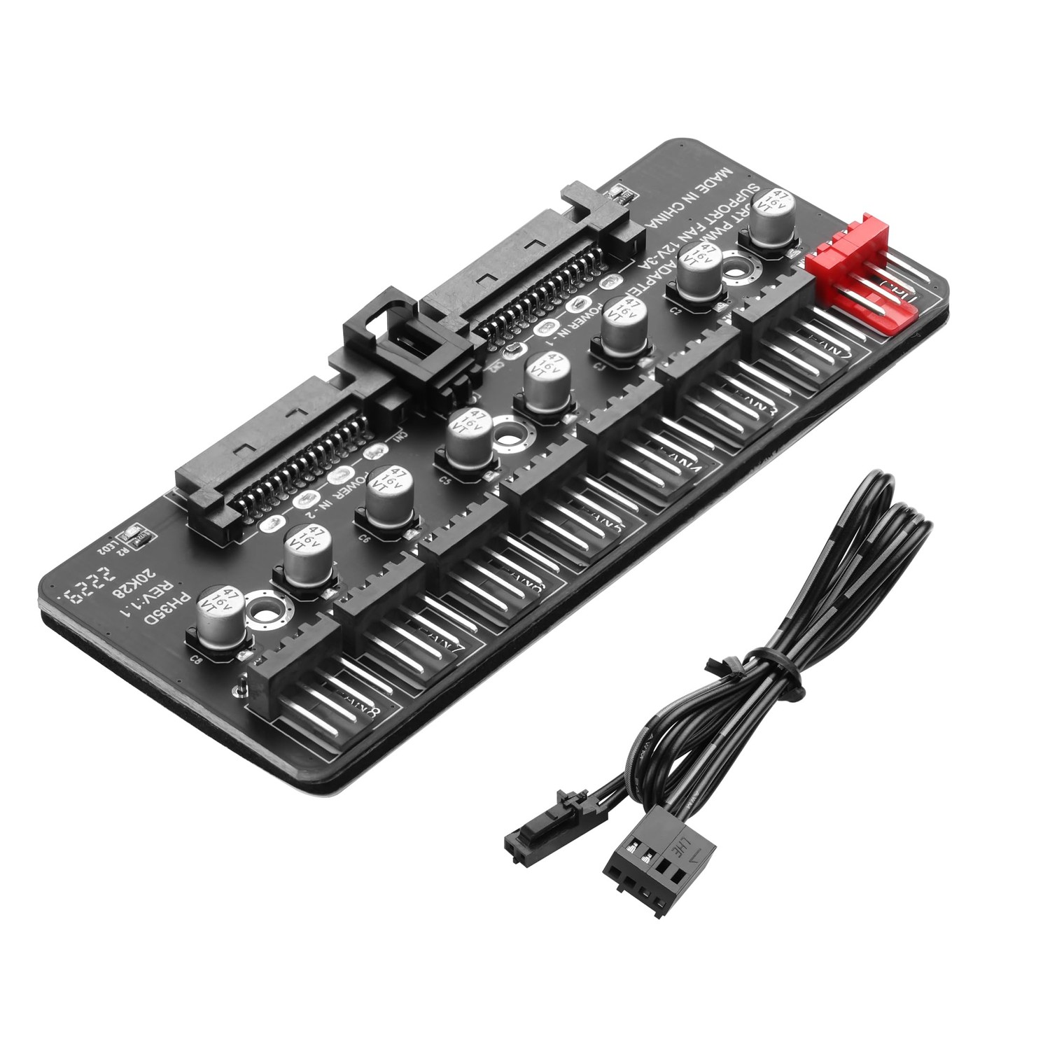 YAODHAOD 12V ARGB HUB 2 Molex 4Pin to 8 PWM Splitter Controller ...