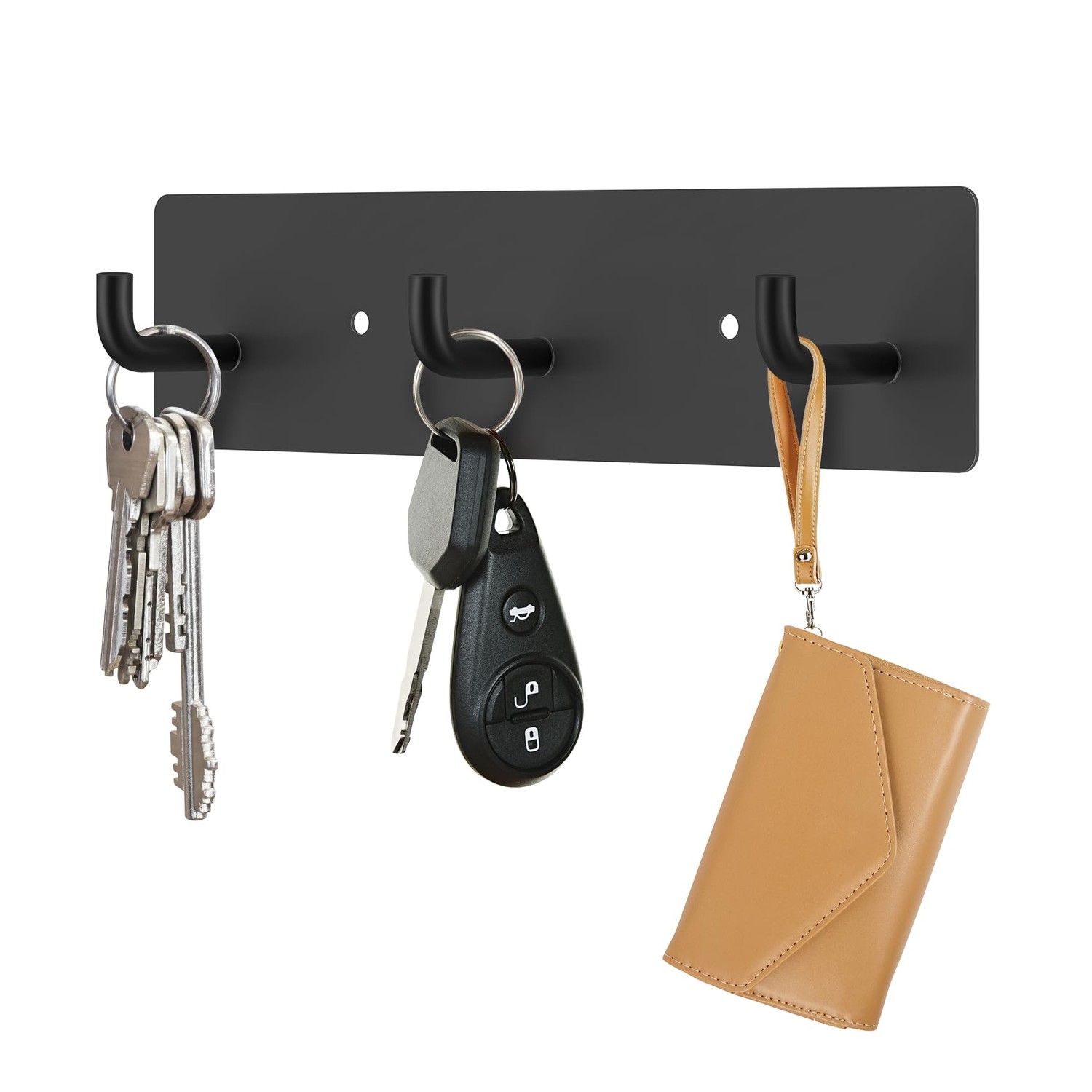 RELBRO Key Holder Wall Mount, Black Metal Key Hanger Self Adhesive Key ...