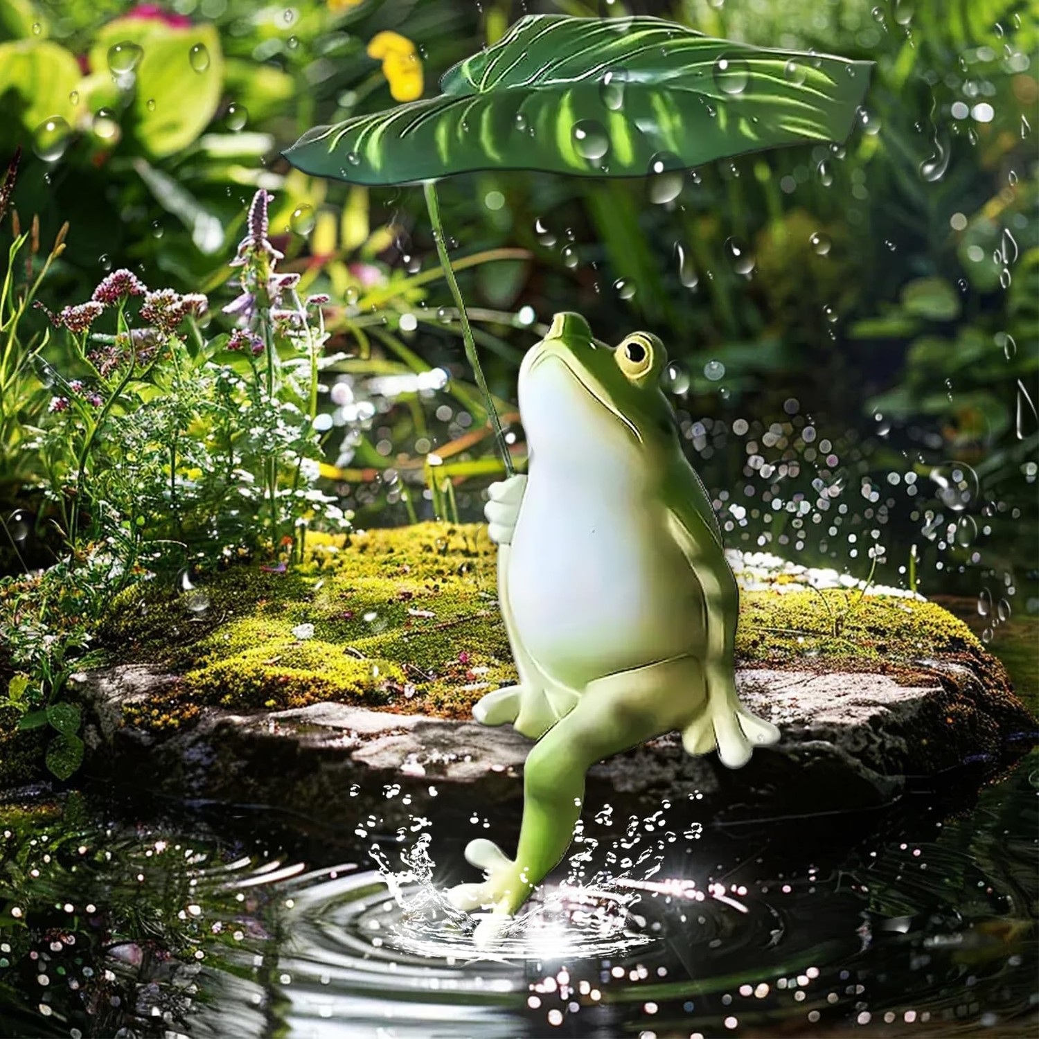 DONGDA Resin Frog Garden Decoration, Funny Frog Figurine, Garden Statue ...