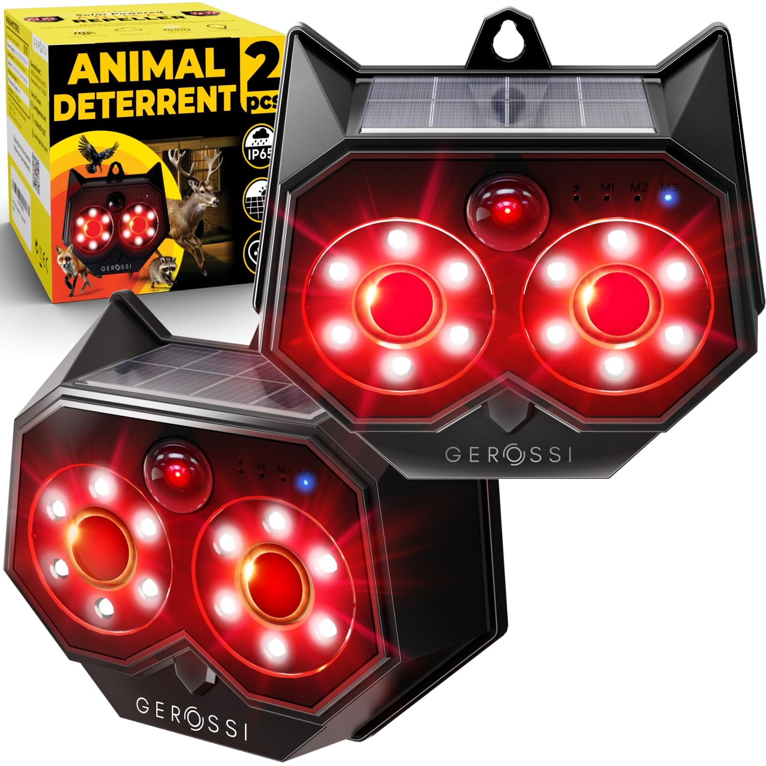 Upgraded Animal Deterrent 2 Pack - Solar Powered Design w/Motion ...