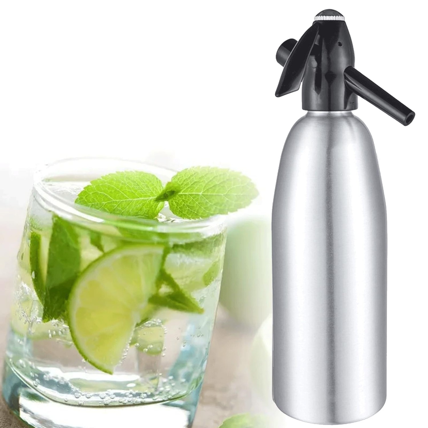 Soda Siphon, Sparkling Water Machine 1 L, Seltzer Water Maker, Portable ...