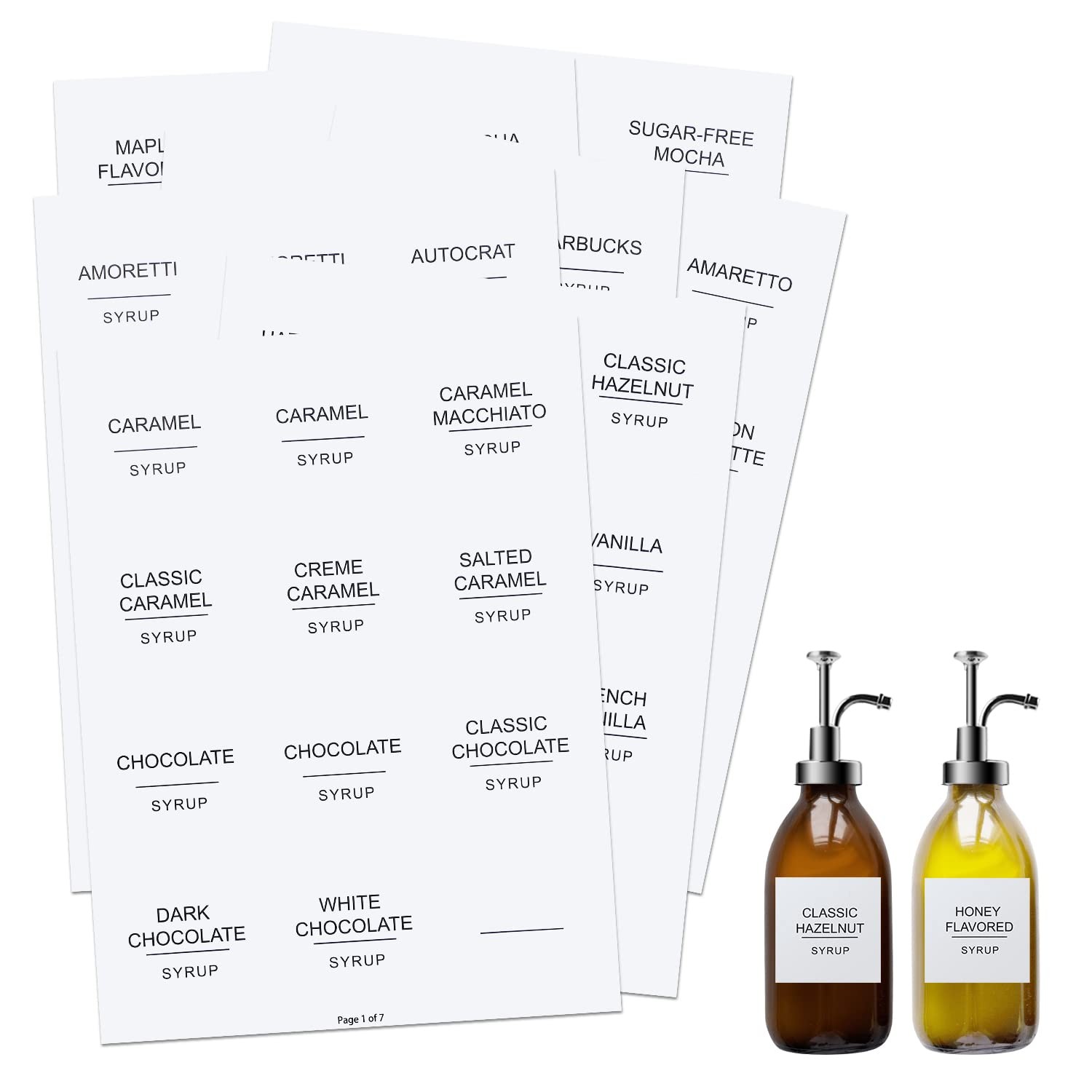 AIEX Coffee Syrup Labels, 84pcs Waterproof White Minimalist Coffee ...