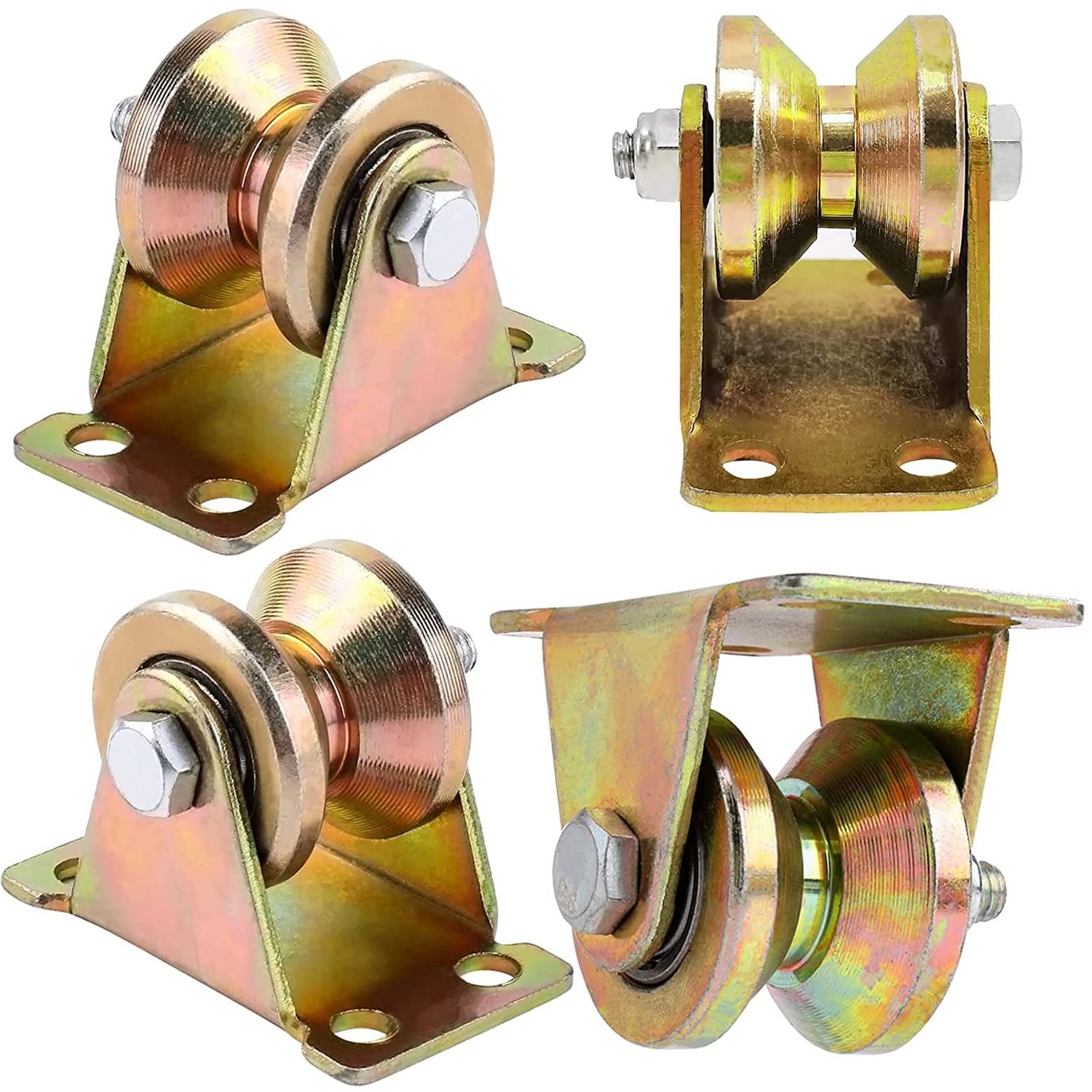 Pack of 4 Pulleys for Ropes, V-Groove Pulley Steel Cable Pulley for ...