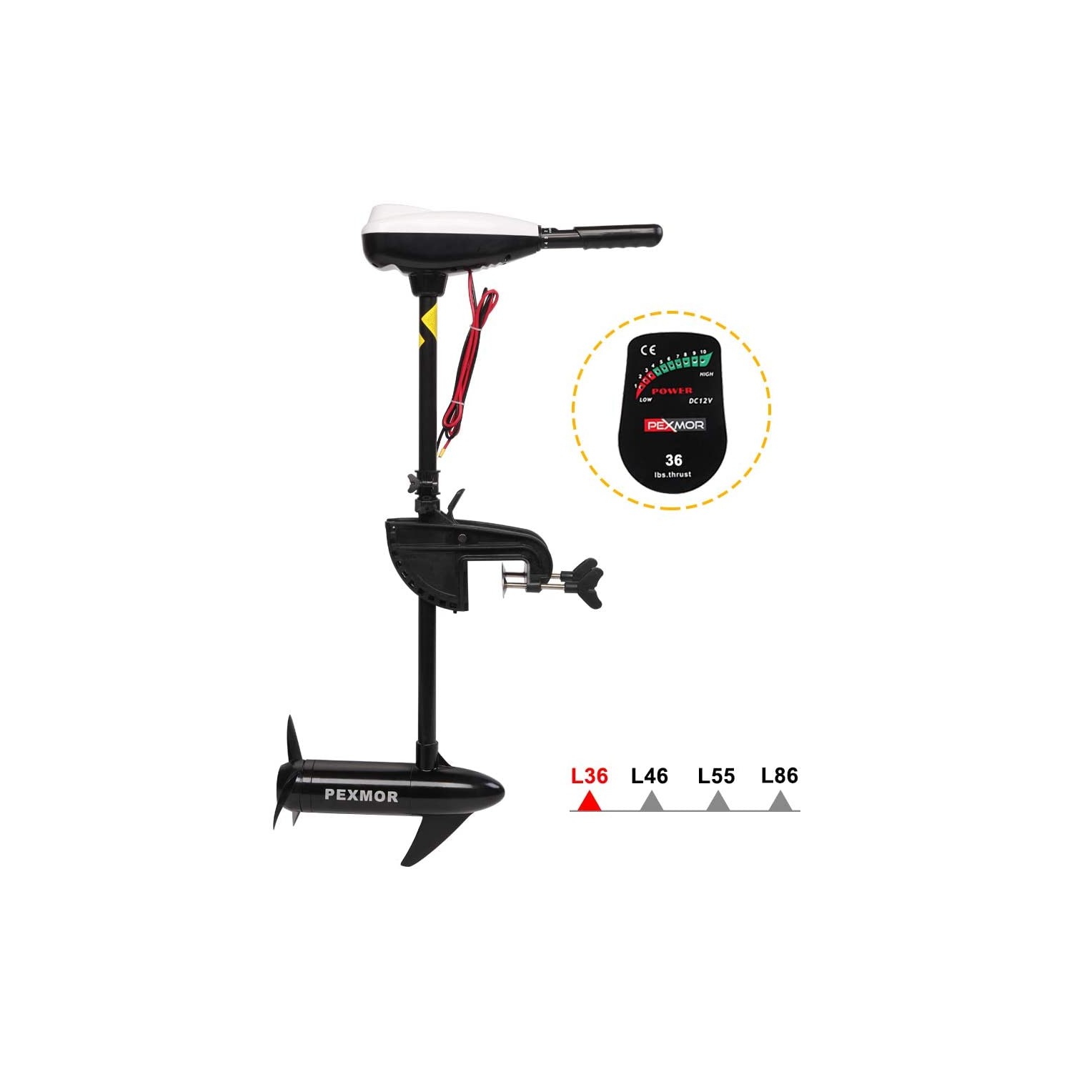 PEXMOR Electric Trolling Motor 36/46/55/86LBS Thrust Saltwater Transom ...