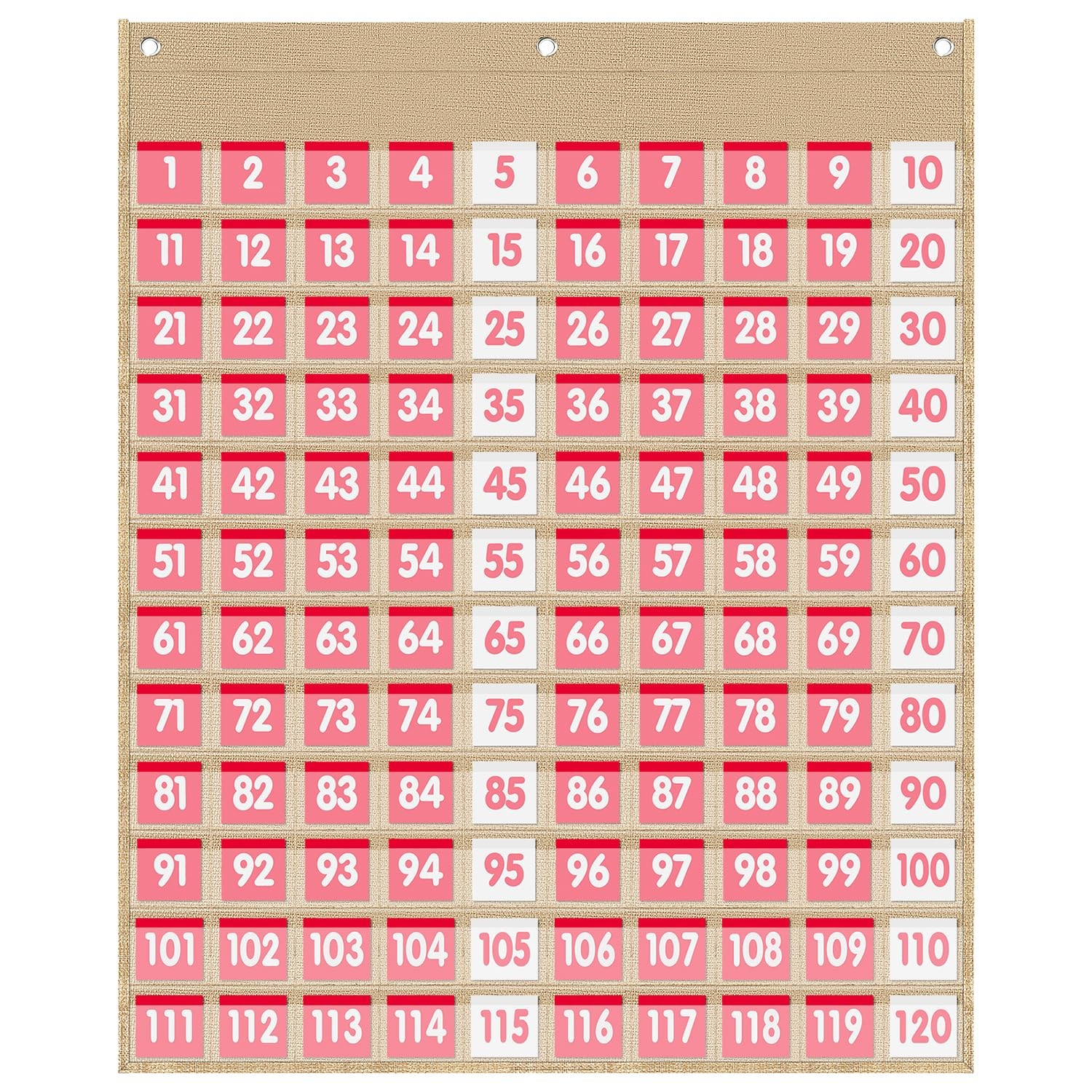 Hundreds Pocket Chart with 120 Number Cardsr, Board Double-Sided Number ...