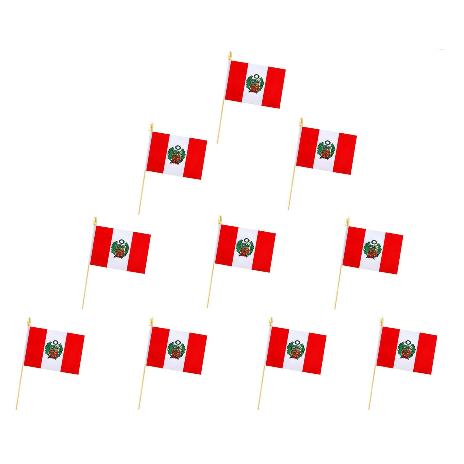 10 Pack Peru Flags - Handheld Flag- 5x8 in,Peruvian Mini Flag. Suitable ...
