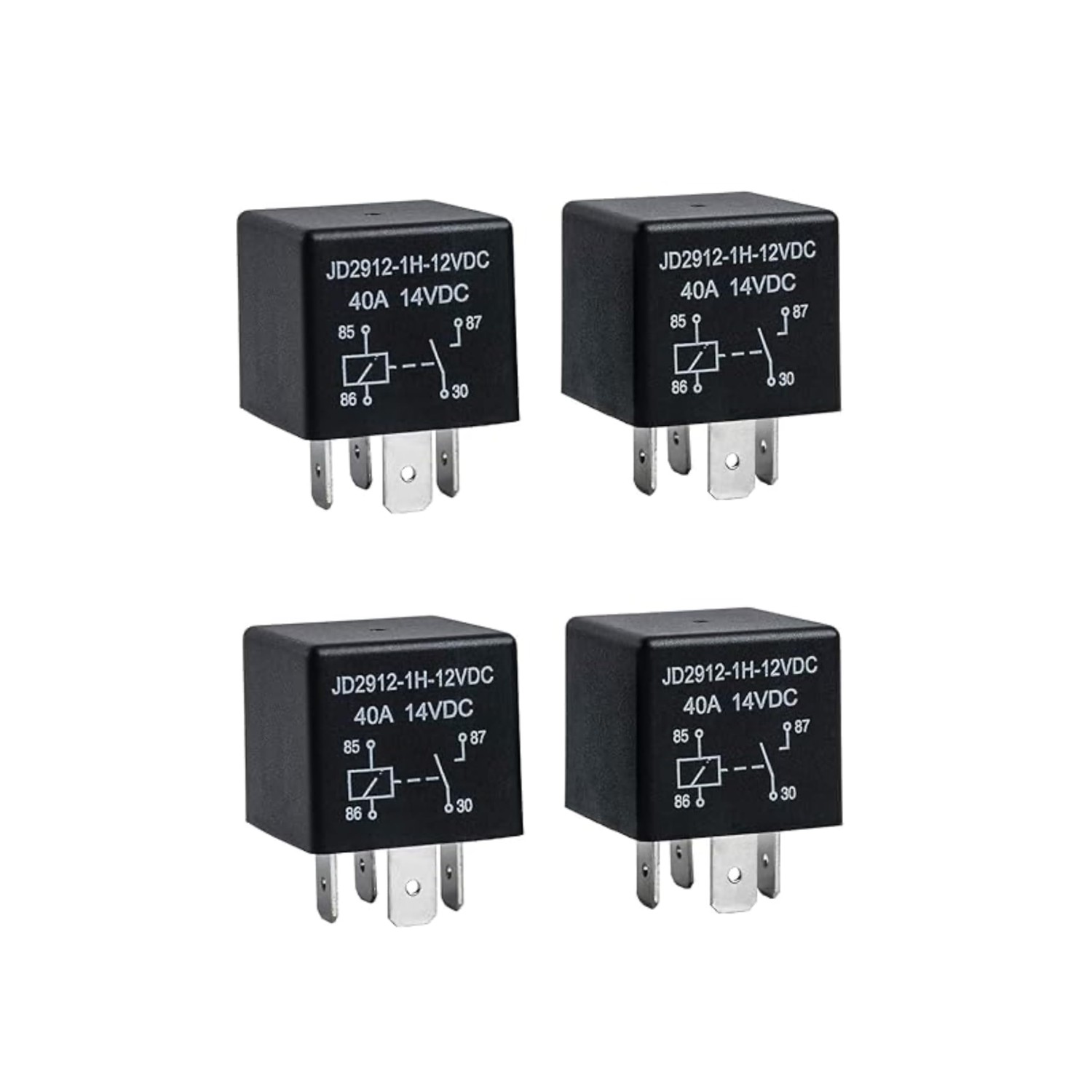 YiePhiot 4 Pack Car Relay 4 Pin 12V 40 Amp Model No : JD2912-1H-12VDC ...